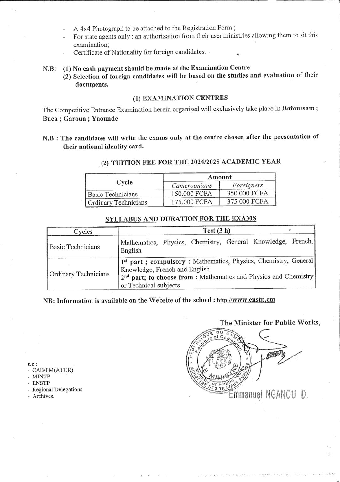Ecole Nationale Supérieure des Travaux Publics » Concours d’entrée à l ...