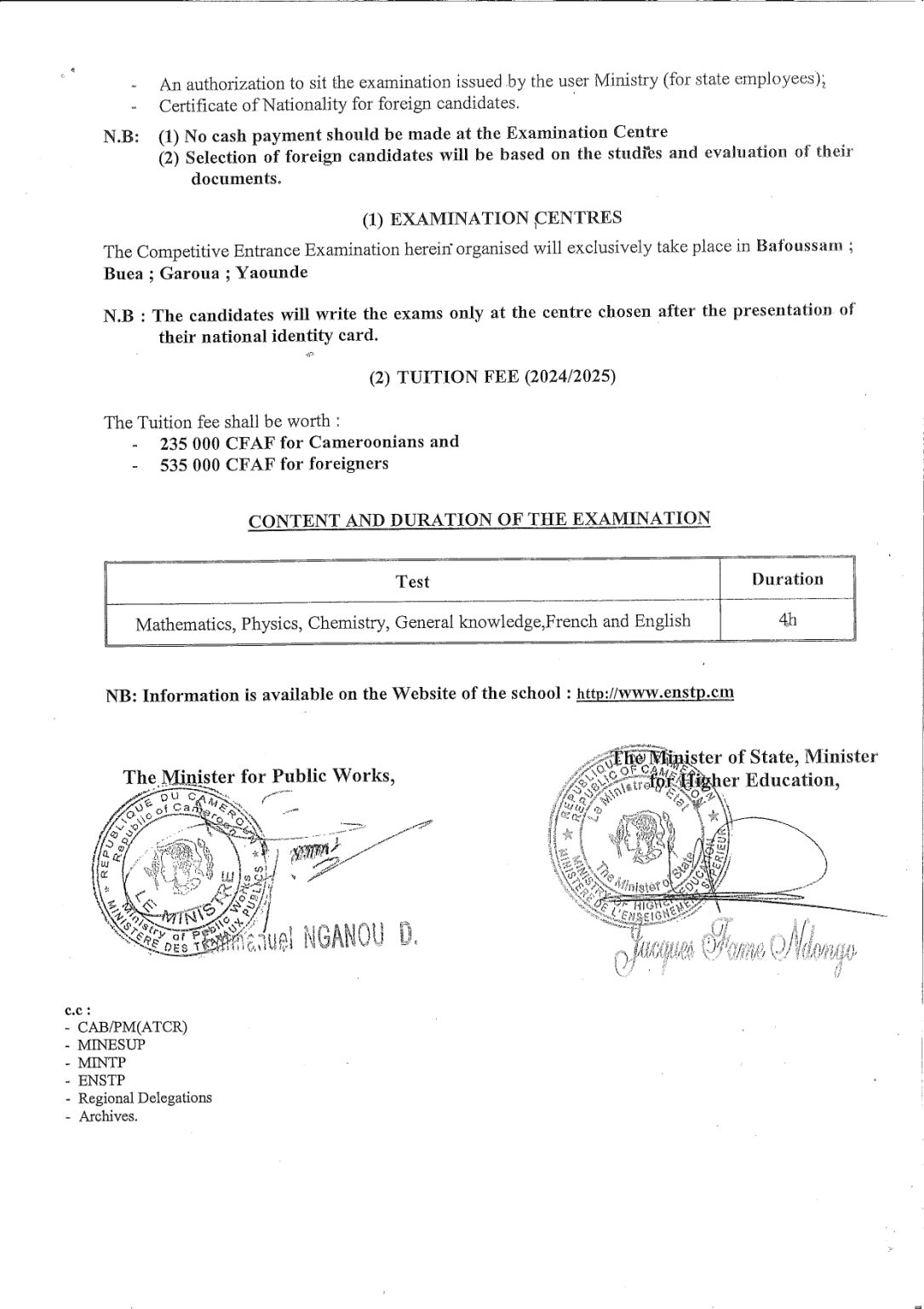 Ecole Nationale Supérieure des Travaux Publics » Concours d’entrée à l ...